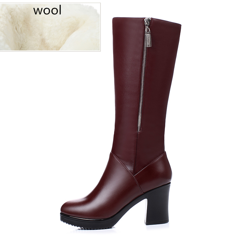 Women winter Boots genuine leather Boots high heeled women long boots ...