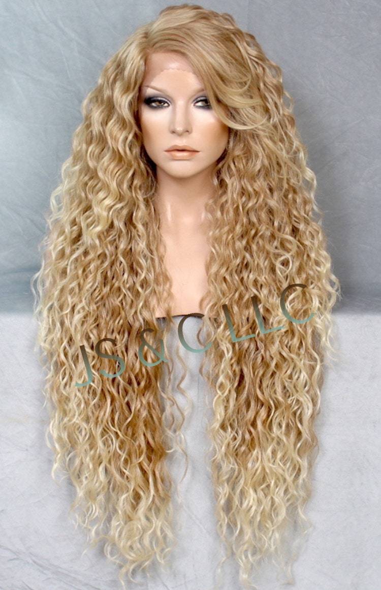 38" Extra Long Full HUMAN HAIR BLEND Lace Front Wig with beautiful ...