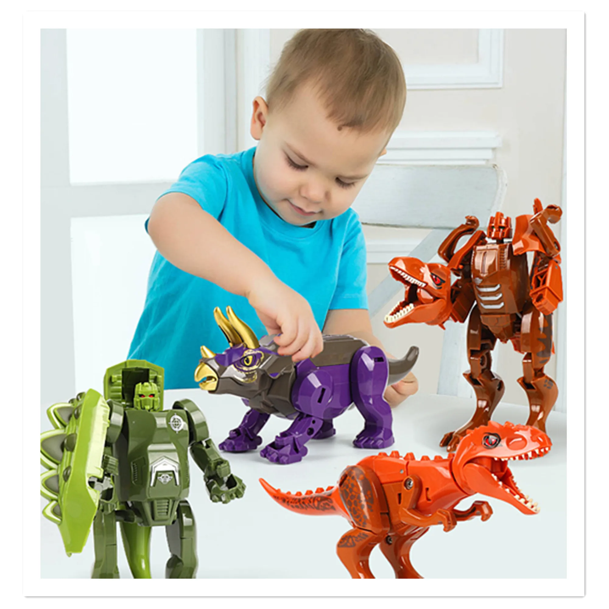 Deformed dinosaur toy growth form T-Rex robot mecha model suit children ...