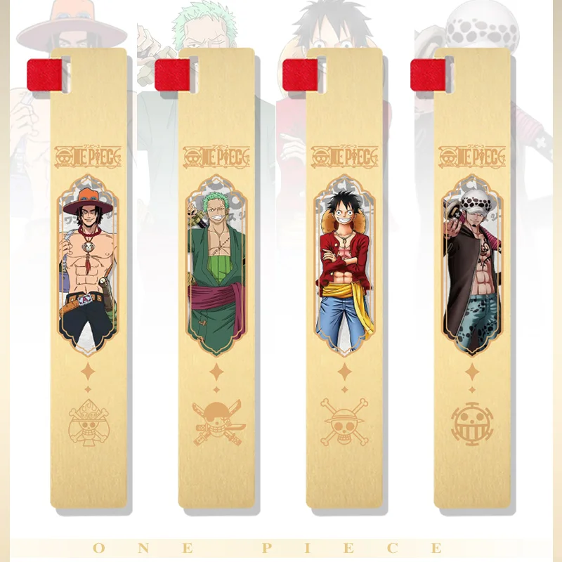 One Piece Action Toy Figures Periphery Luffy Law ACE Zoro Metal Ruler ...