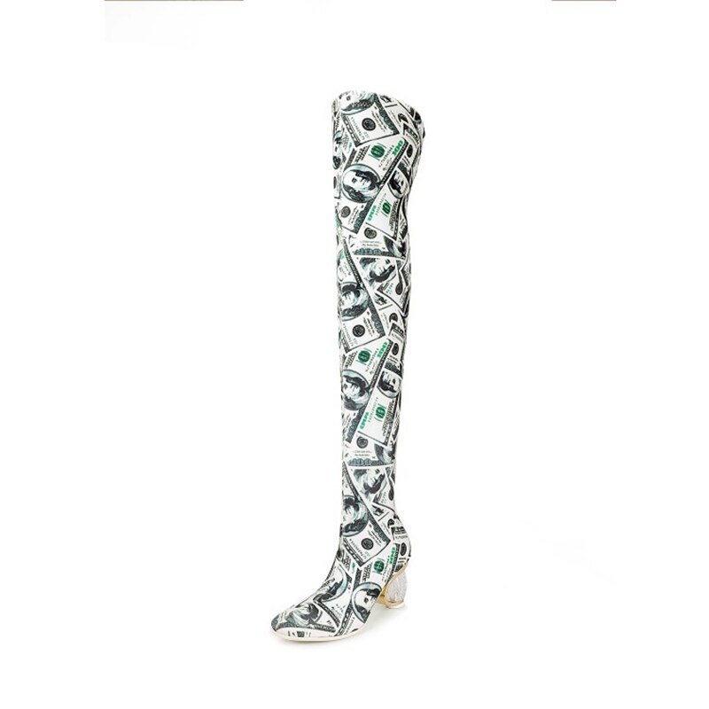 Sexy Stretched Fabric Over The Knee Boots Woman Slim High Heels Long