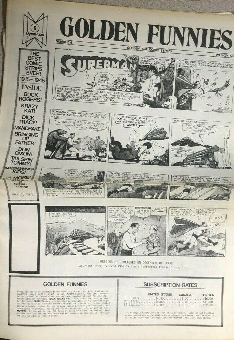GOLDEN FUNNIES #6 July 6, 1973 vintage tabloid comic strips fanzine ...