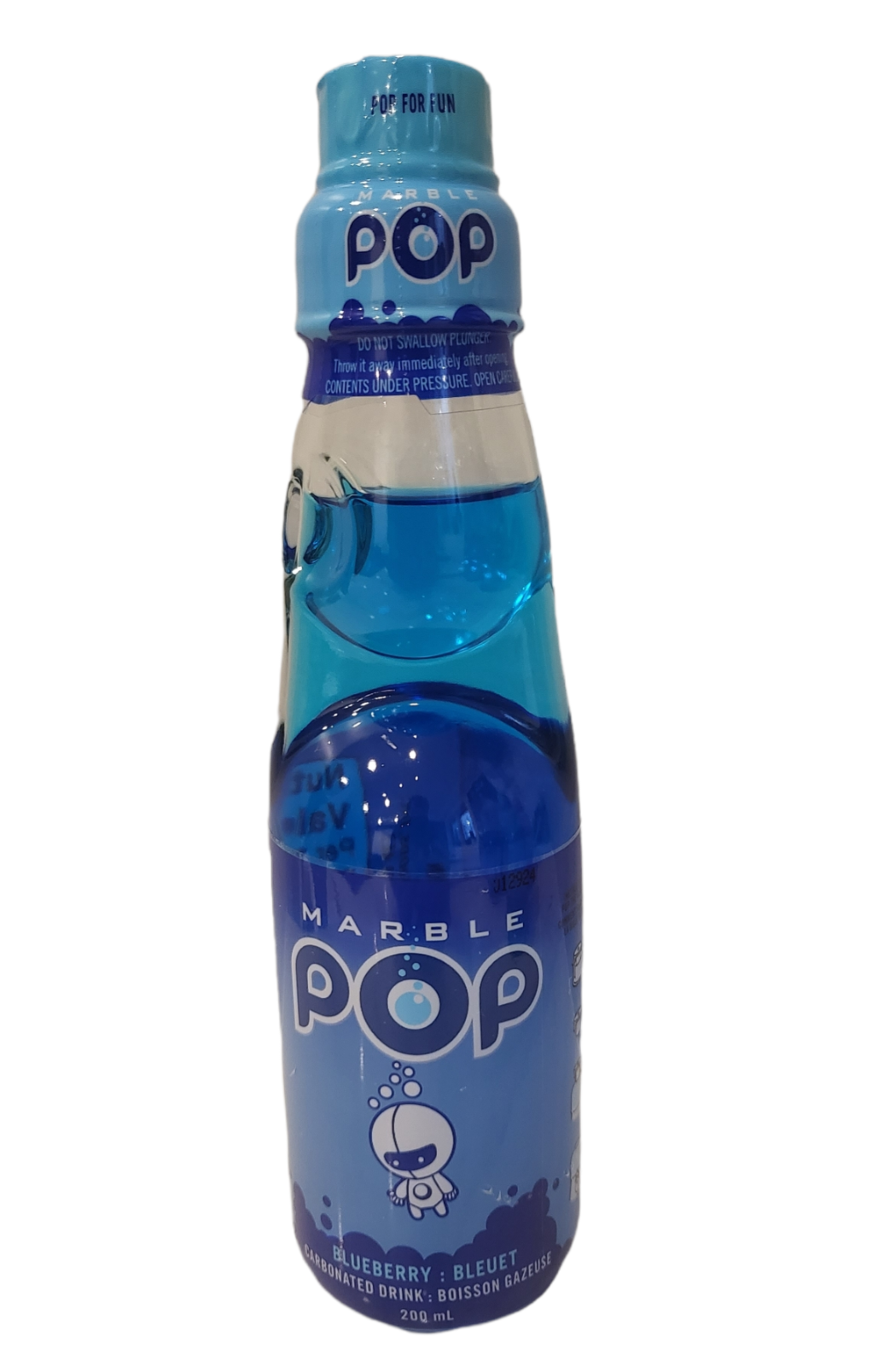 6 Bottles of Marble Pop Ramune Soda Soft Drink Blueberry Flavor 200ml Each - Soft Drinks