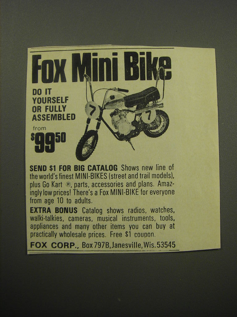 1969 Fox Mini Bikes Ad - Fox Mini Bike do it yourself or fully ...