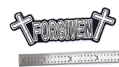 Forgiven Logo - Two Crosses Iron On Embroidered Patch 4"x 1 1/4" - Patches