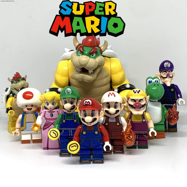 PLTOYS Mario Minifigures Super Mario Kart Bowser Luigi Princess Peach ...