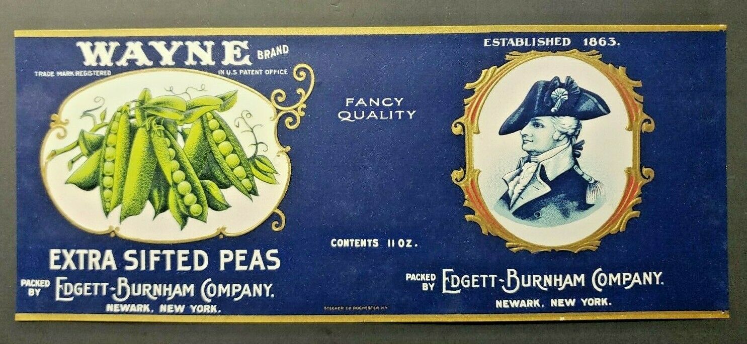 Vintage Wayne Brand Sifted Peas Edgett Burnham Co New York 1940s Can ...