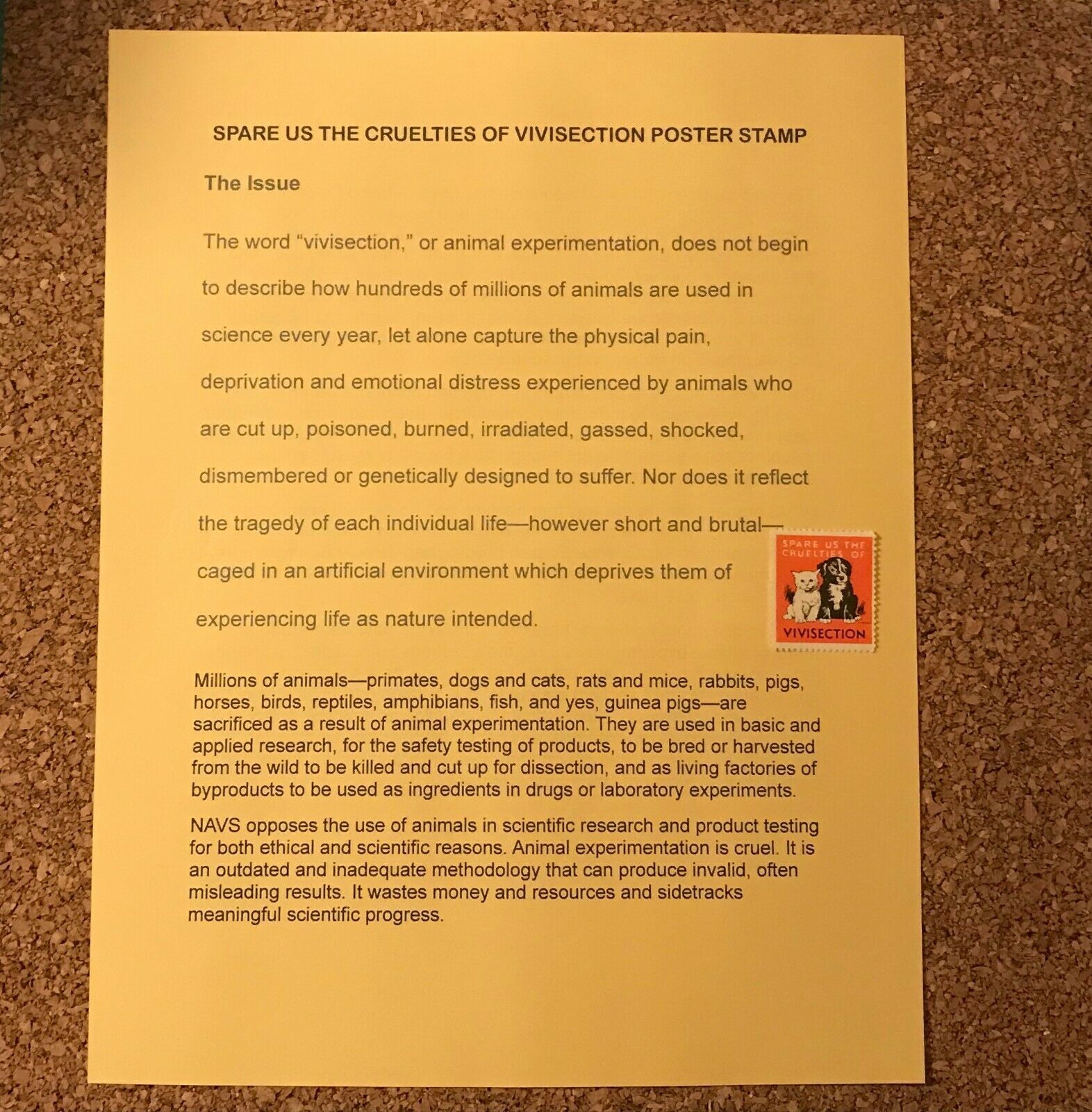 Rare and Vintage "SPARE US THE CRUELTIES OF VIViSECTION POSTER STAMP ...