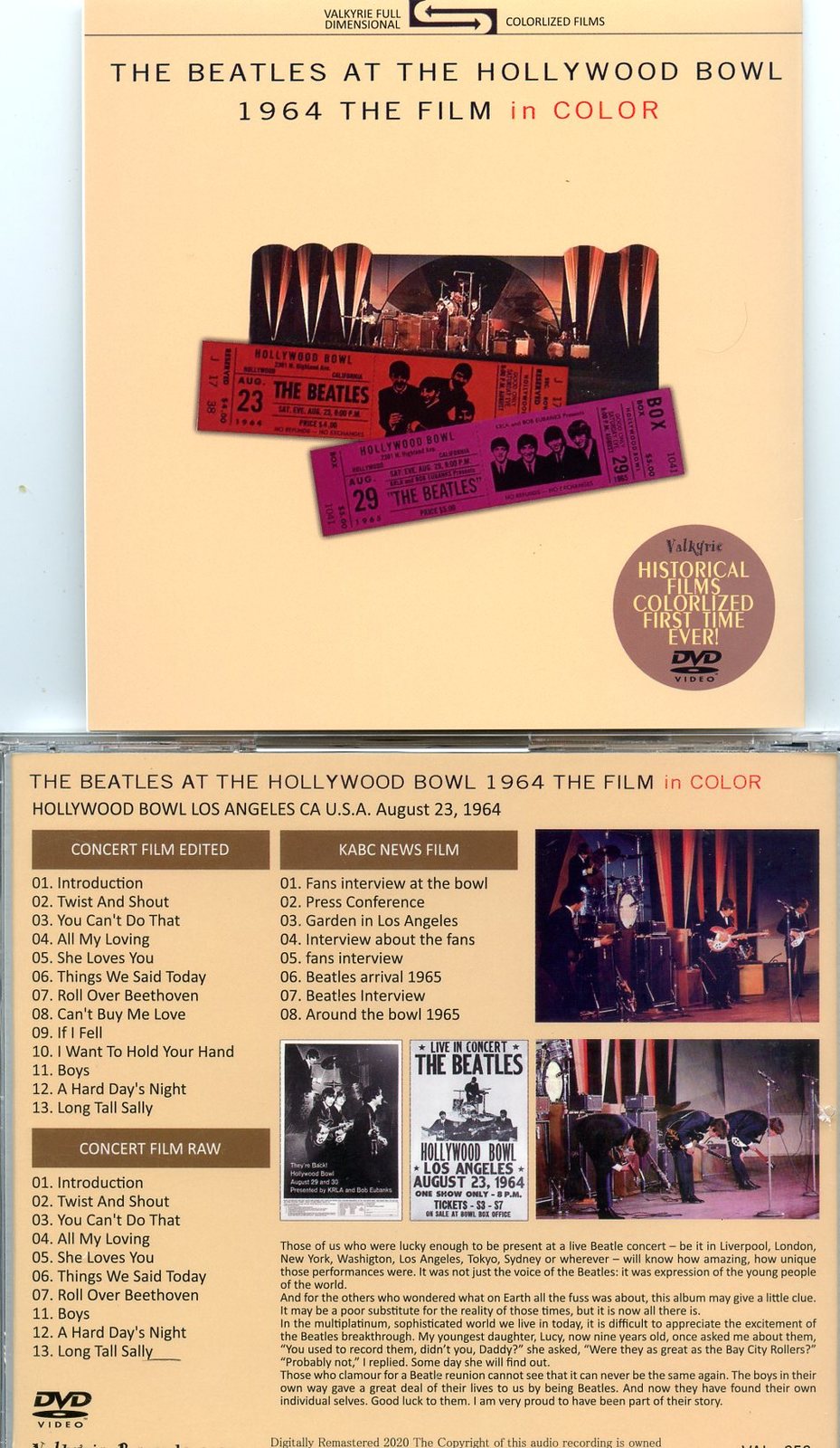 The Beatles - At The Hollywood Bowl 1964 The Film In Color DVD ...