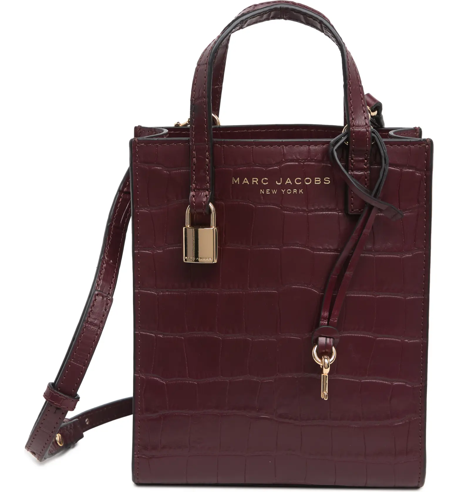 Marc Jacobs Micro Tote Croc Embossed Leather Crossbody Bag ~NWT~ Syrah ...