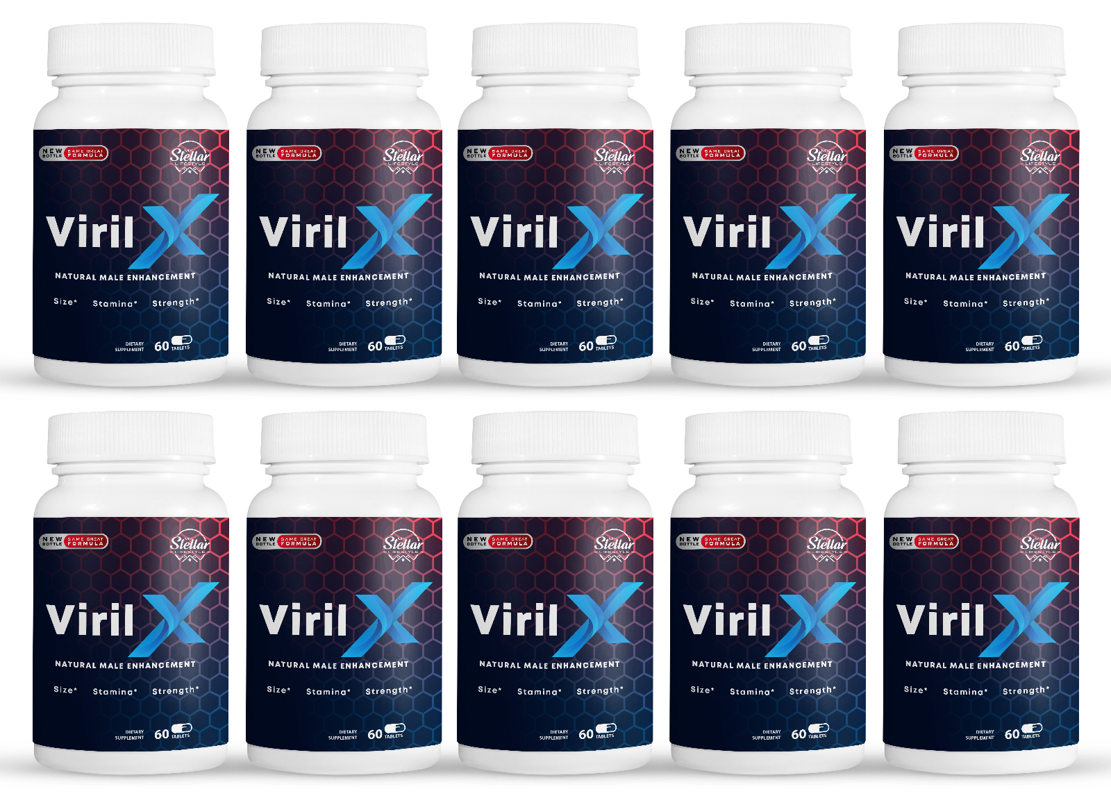 10 Pack Viril X, refuerzo de rendimiento para hombres-60 Tabletas x10 ...
