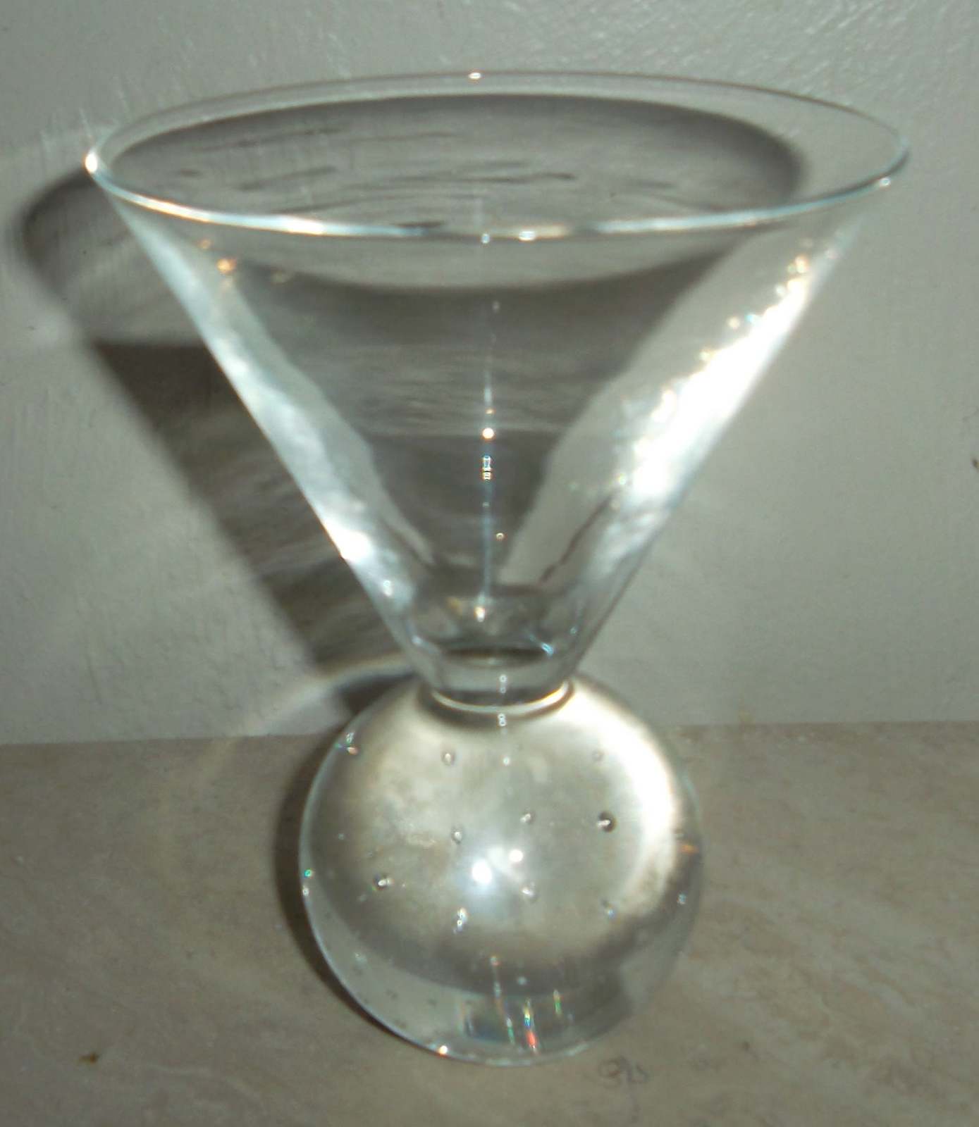 Handblown Glass Martini/Display Clear Glass Controlled bubbles Ball ...