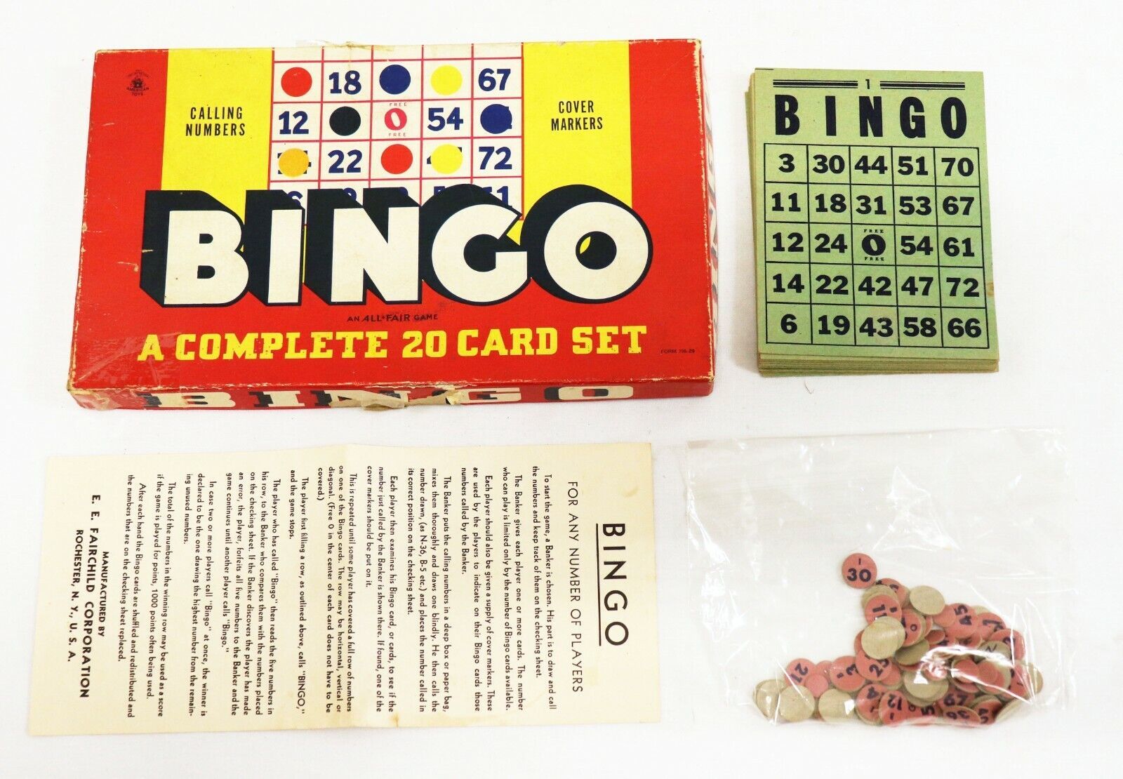 VINTAGE COMPLETE All-Fair Bingo Game - Vintage Manufacture