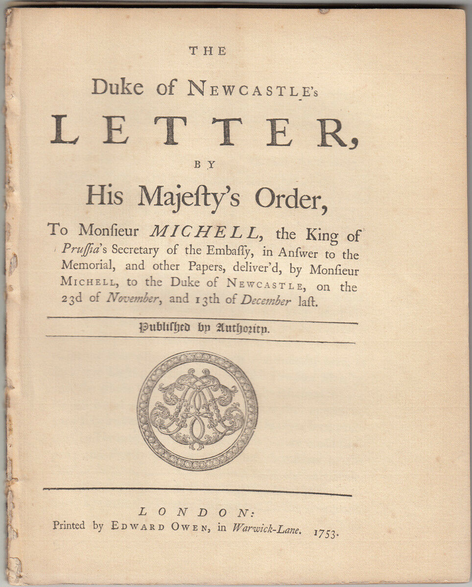 Rare British Navy / Duke of Newcastle's Letter By His Majesty's Order ...