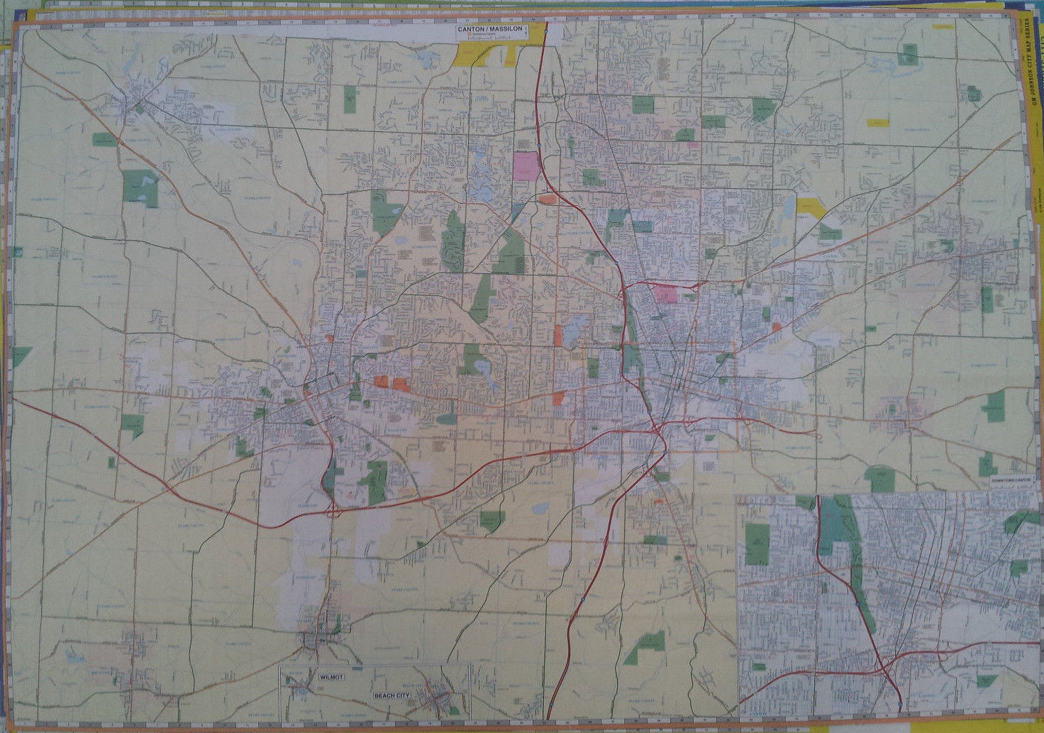 Canton Massillon Stark Co 27 x 39 Laminated Wall Map (G) - Maps & Atlases