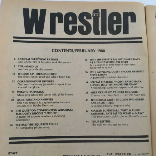 The Wrestler Magazine February 1980 Andre The Giant and Champion Bob ...