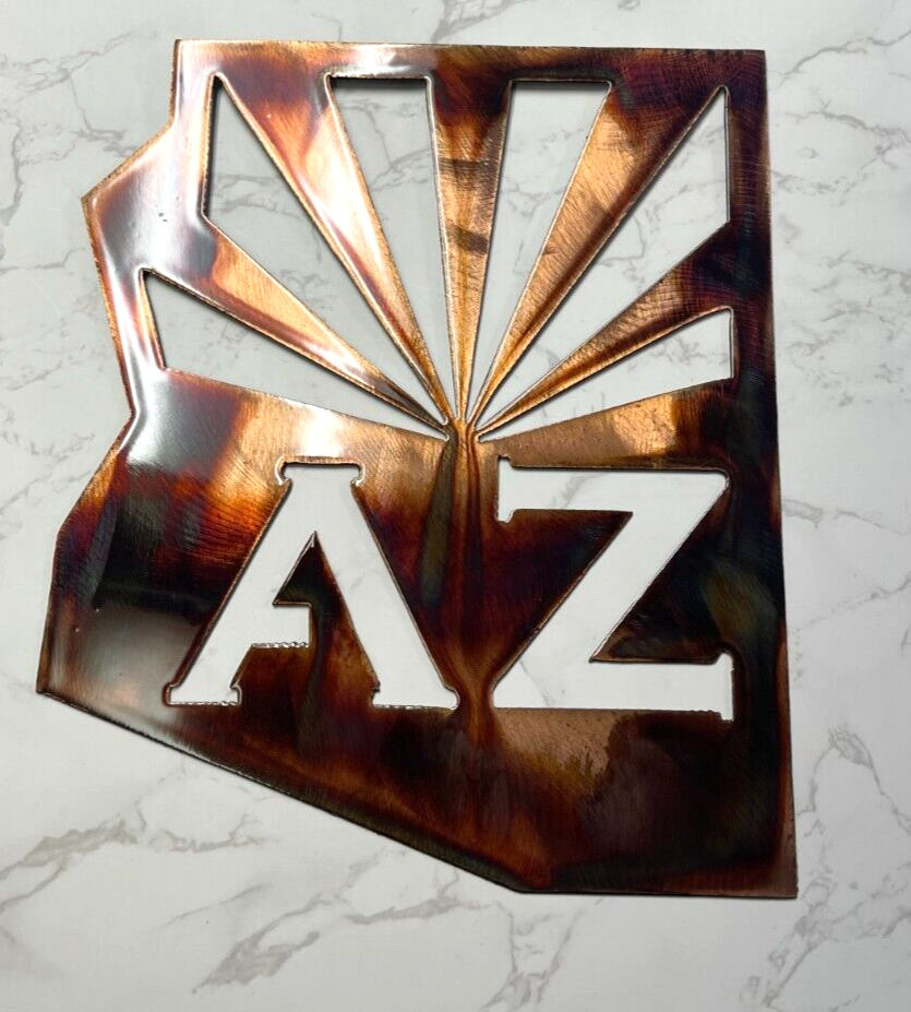 Arizona State w/ AZ - Metal Wall Art - Copper & Bronzed Plated 11" tall ...