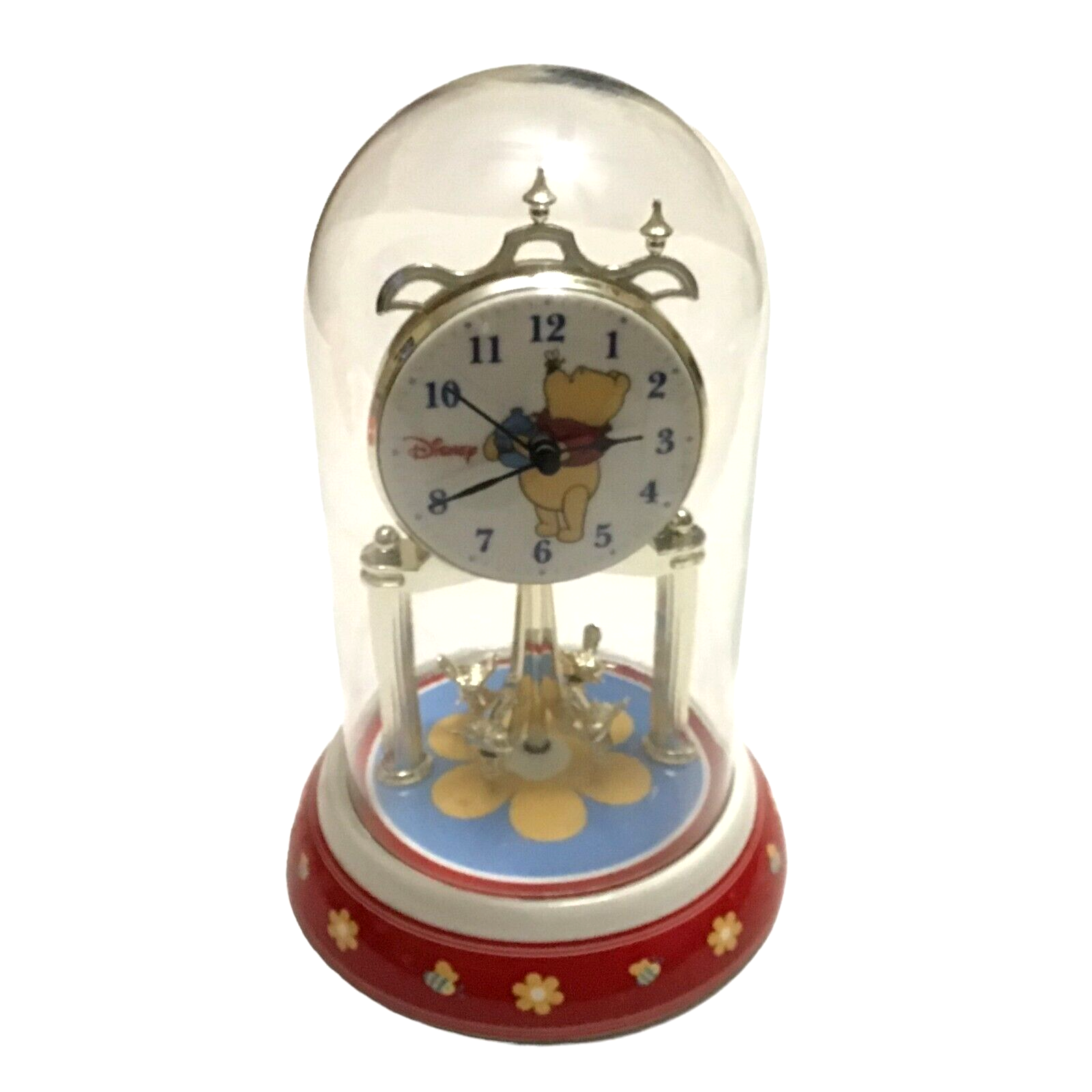 Disney Winnie The Pooh Anniversary Clock Revolving Bees Pendulum Glass ...