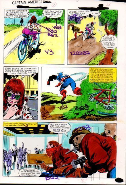 Original Colan Captain America Marvel Comics color guide art: 1980's ...