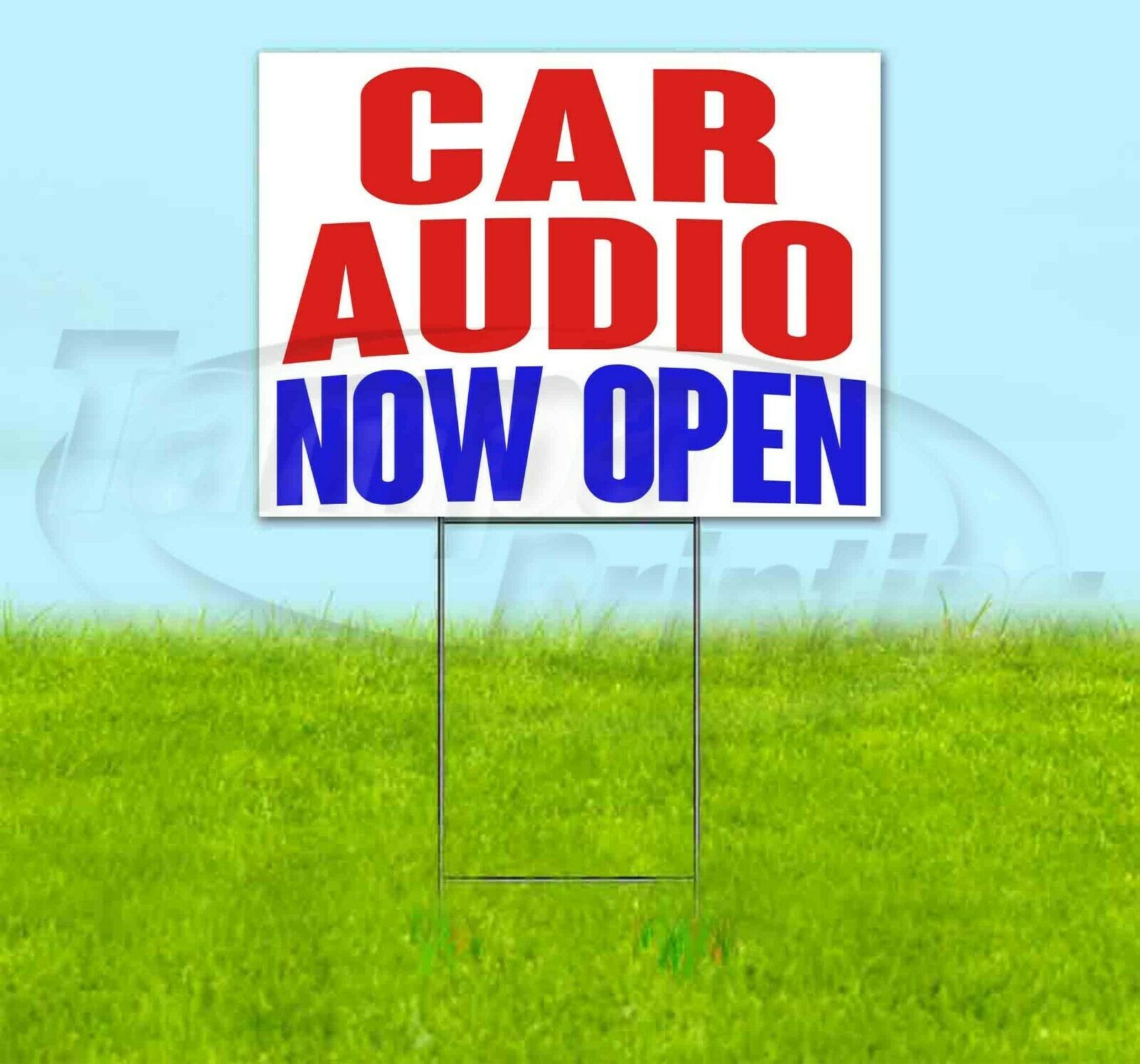 CAR AUDIO NOW OPEN Yard Sign Corrugated Plastic Bandit Lawn Decorations ...