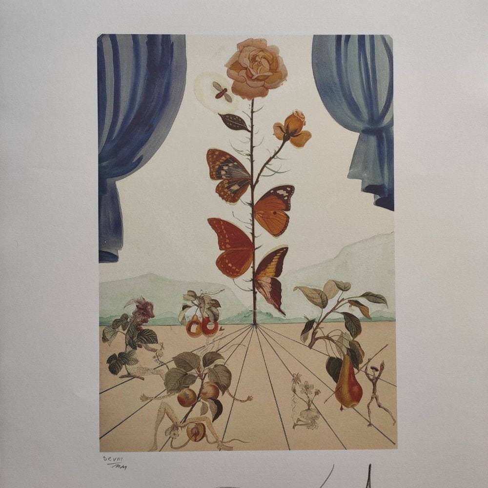 Salvador Dali Signed Lithograph - Butterfly Rose - (Salvador Dali ...