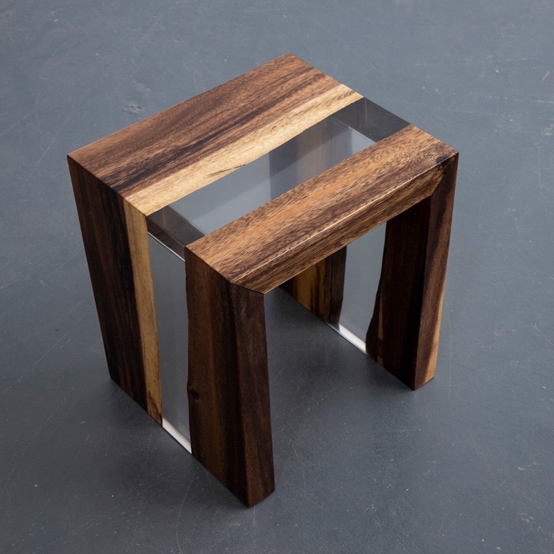 Modern Simple Epoxy Resin Stool Home Solid Wood Living Room Decor Chair ...