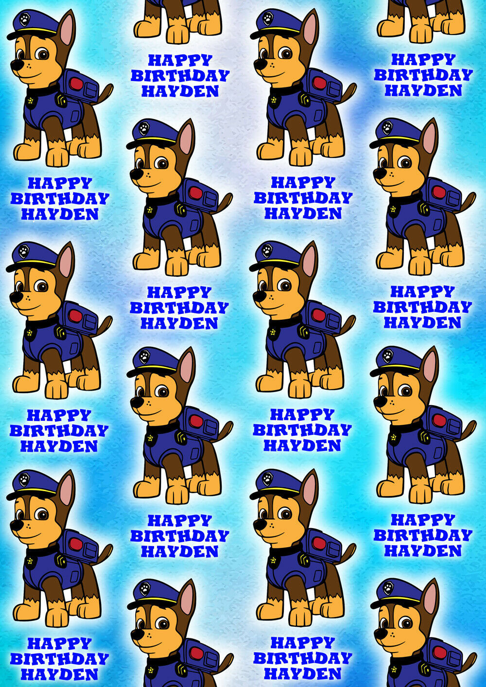 Chase Paw Patrol Personalised Gift Wrap - Chase Paw Patrol Wrapping ...