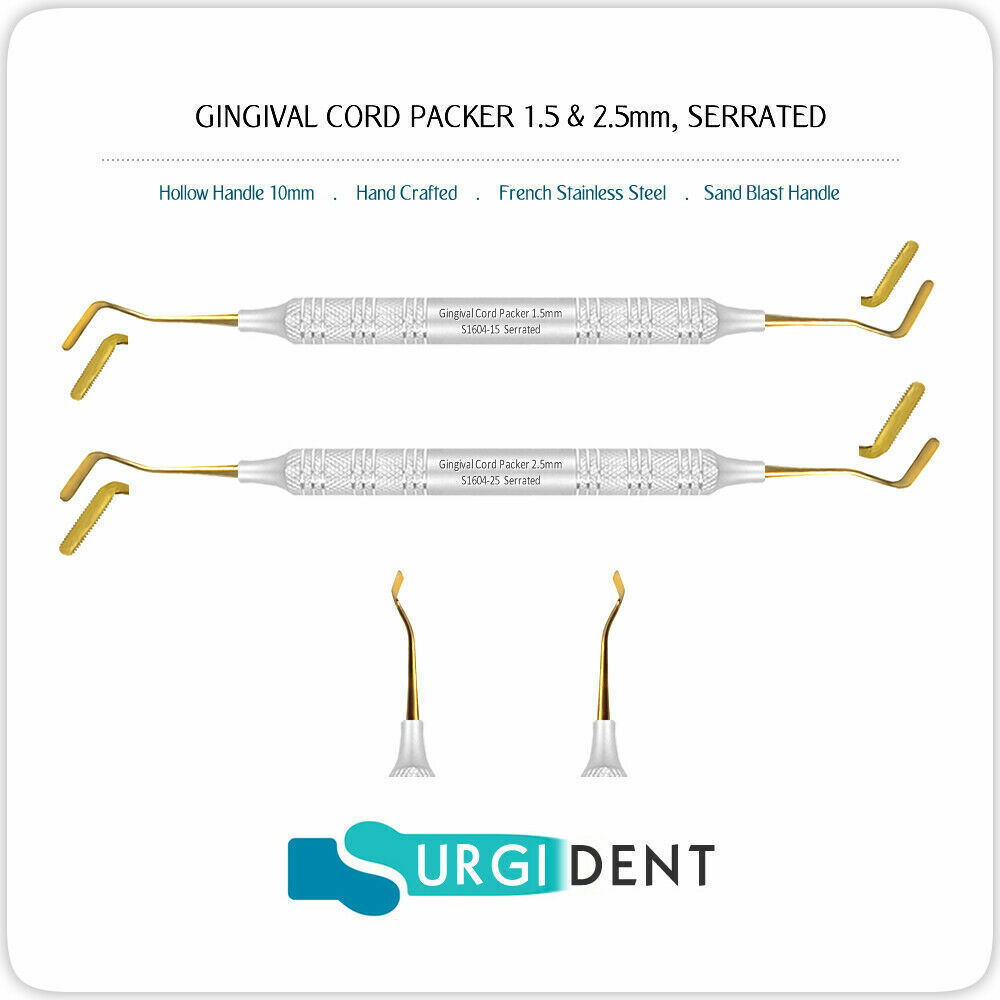 GINGIVAL CORD PACKER 1.5mm & 2.5mm RETRACTION DENTAL INSTRUMENTS ...