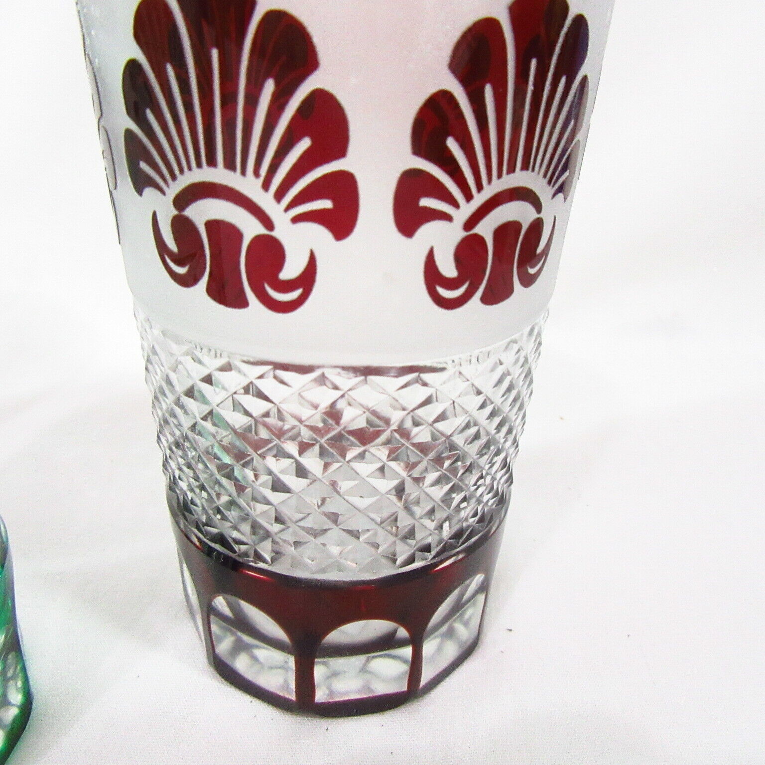 GODINGER Shannon Crystal Shell Design Red and Green 4-PC Highball Glass ...