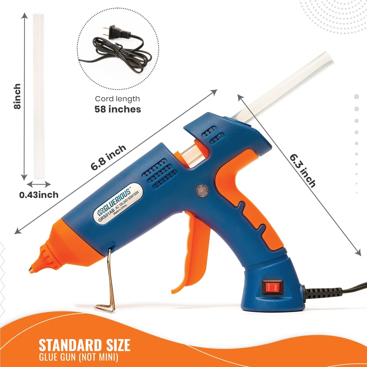 Hot Glue Gun Kit, Dual Temp Glue Gun With 15 Hot Glue Sticks, 60W/100W ...