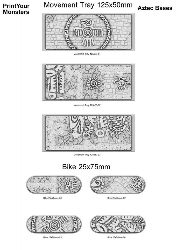 3D Printed Fantastic Plants and Rocks Movement Tray Aztec Bases Set 3 ...