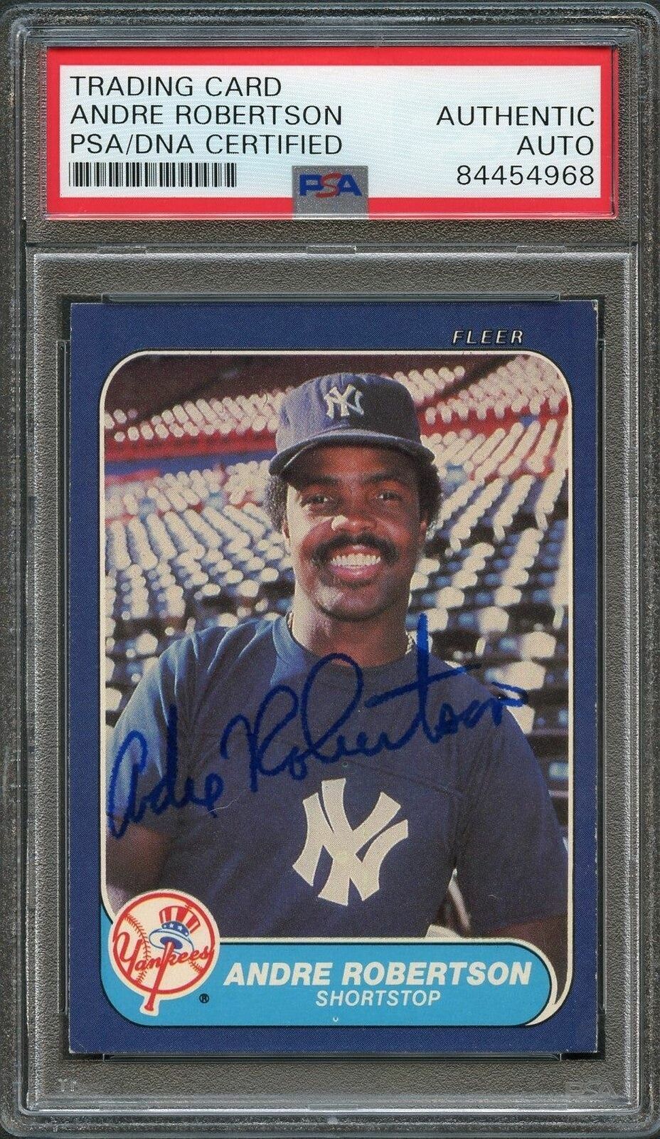 1986 Fleer #117 Andre Robertson Signed Card PSA Slabbed Auto Yankees ...