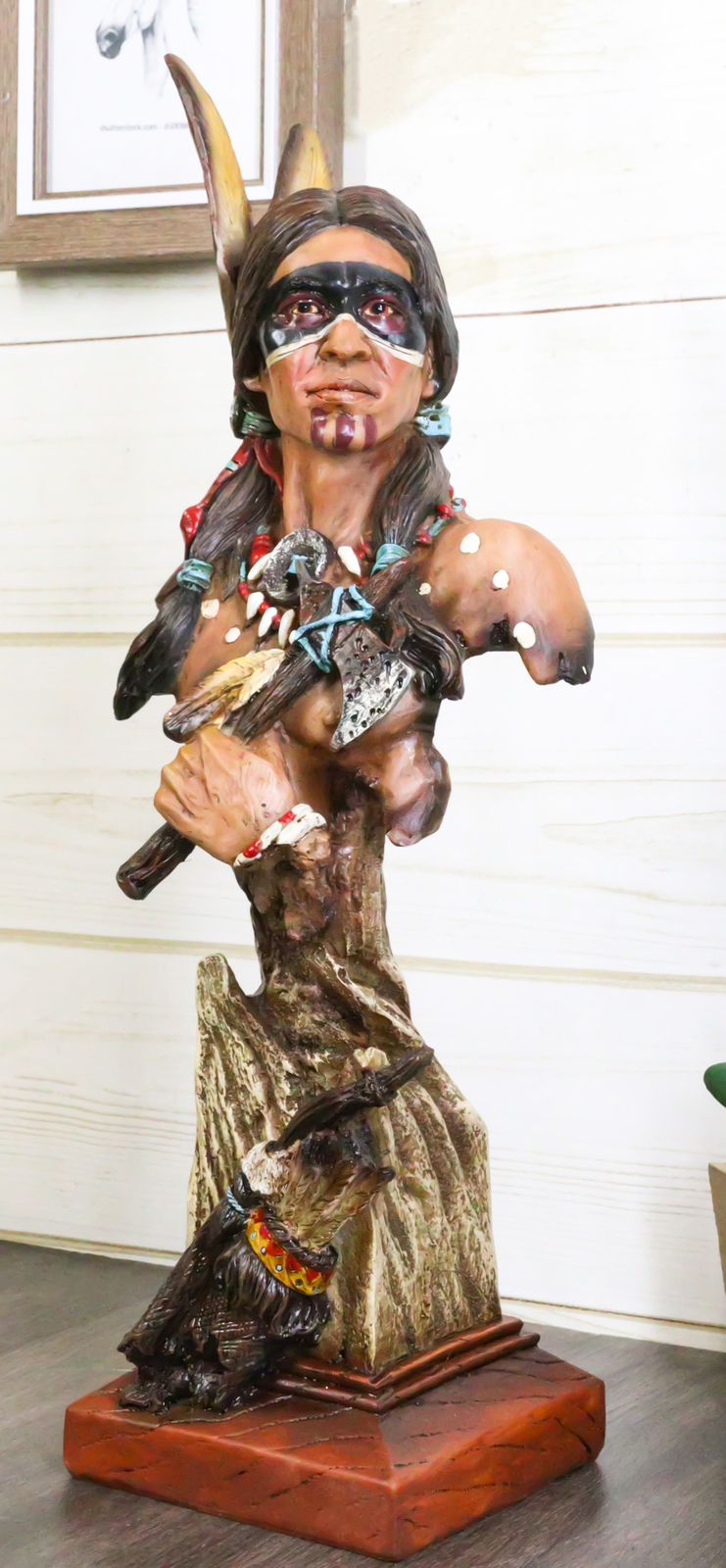 Koitsenko Hunter Native American Indian Chief Warrior Holding Axe Bust ...