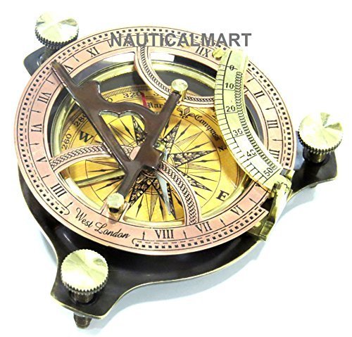 NauticalMart Handmade Brass Pocket Sundial Compass - Compasses