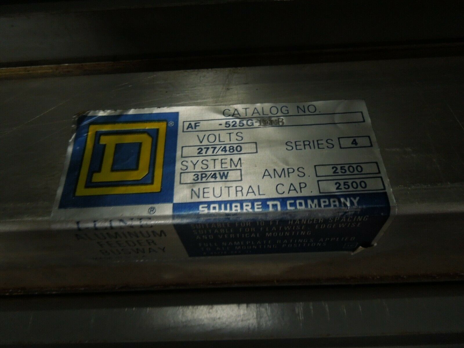 Square D AF-525-LEM8 I-Line Aluminum Feeder Busway 2500A 3ph 4W ...