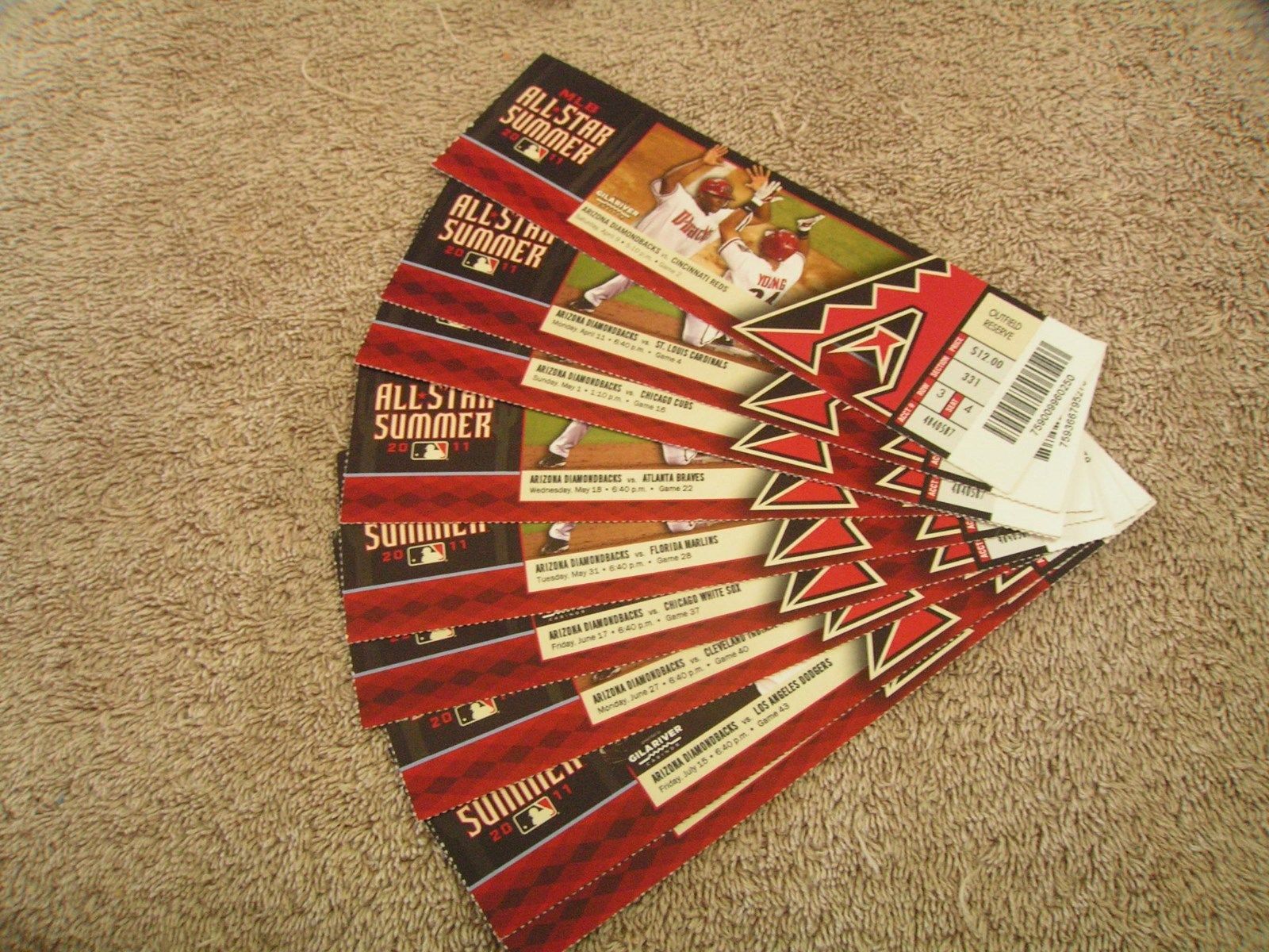 MLB 2011 Arizona Diamondbacks Full Unused Ticket Stubs $3.99 Each ...