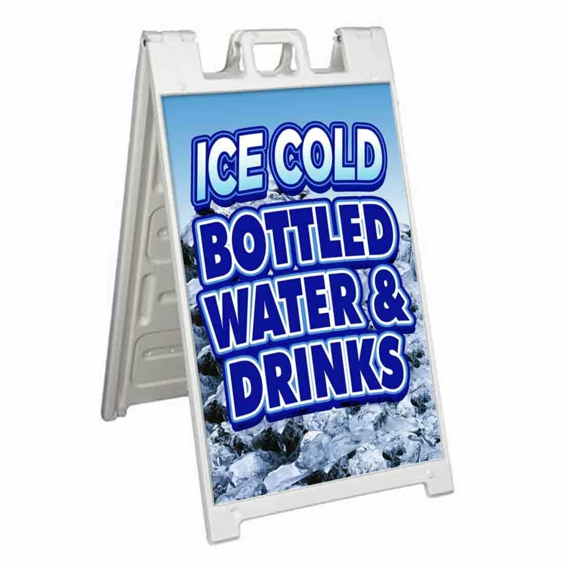 ICE COLD BOTTLED WATER Signicade 24x36 Aframe Sidewalk Sign Banner ...