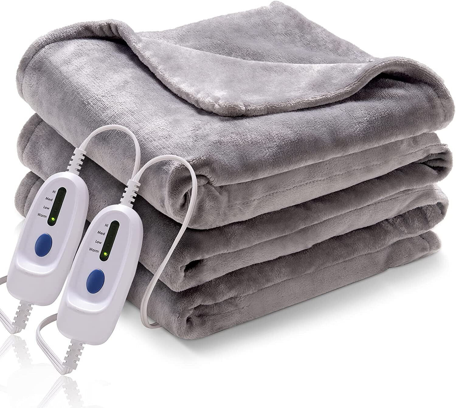 NEW Electric Heated Plush Blanket Full Size 84 x 90 in. gray w/ 2 ...