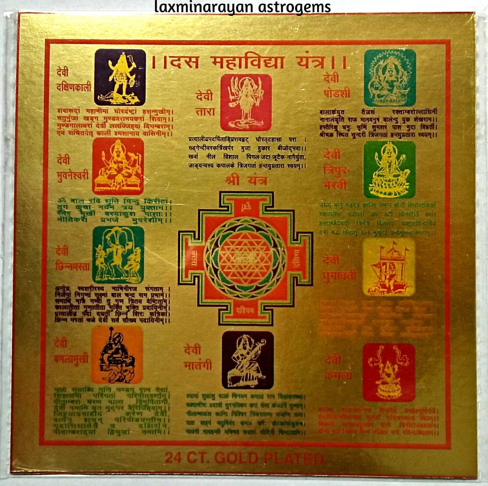 Dus MahaVidya Yantra Ten Avatars of Goddes Durga Shakti with Shri ...