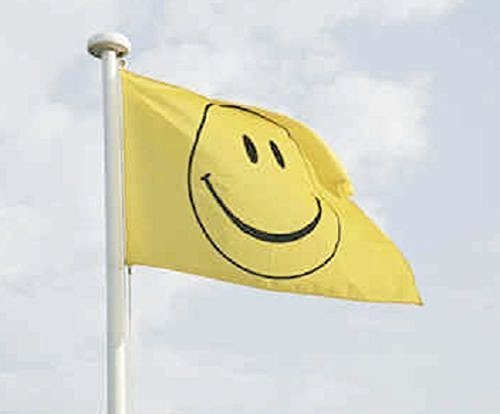 Yellow Smiley Happy Face 4x6 Foot Flag Banner (Heavy Duty 150D Super ...