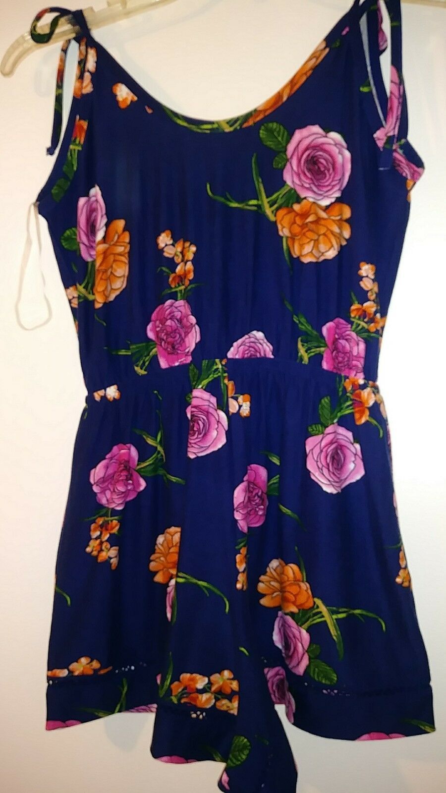 Derek Heart Juniors Blue Floral print Ties Shoulder Surplice neck ...