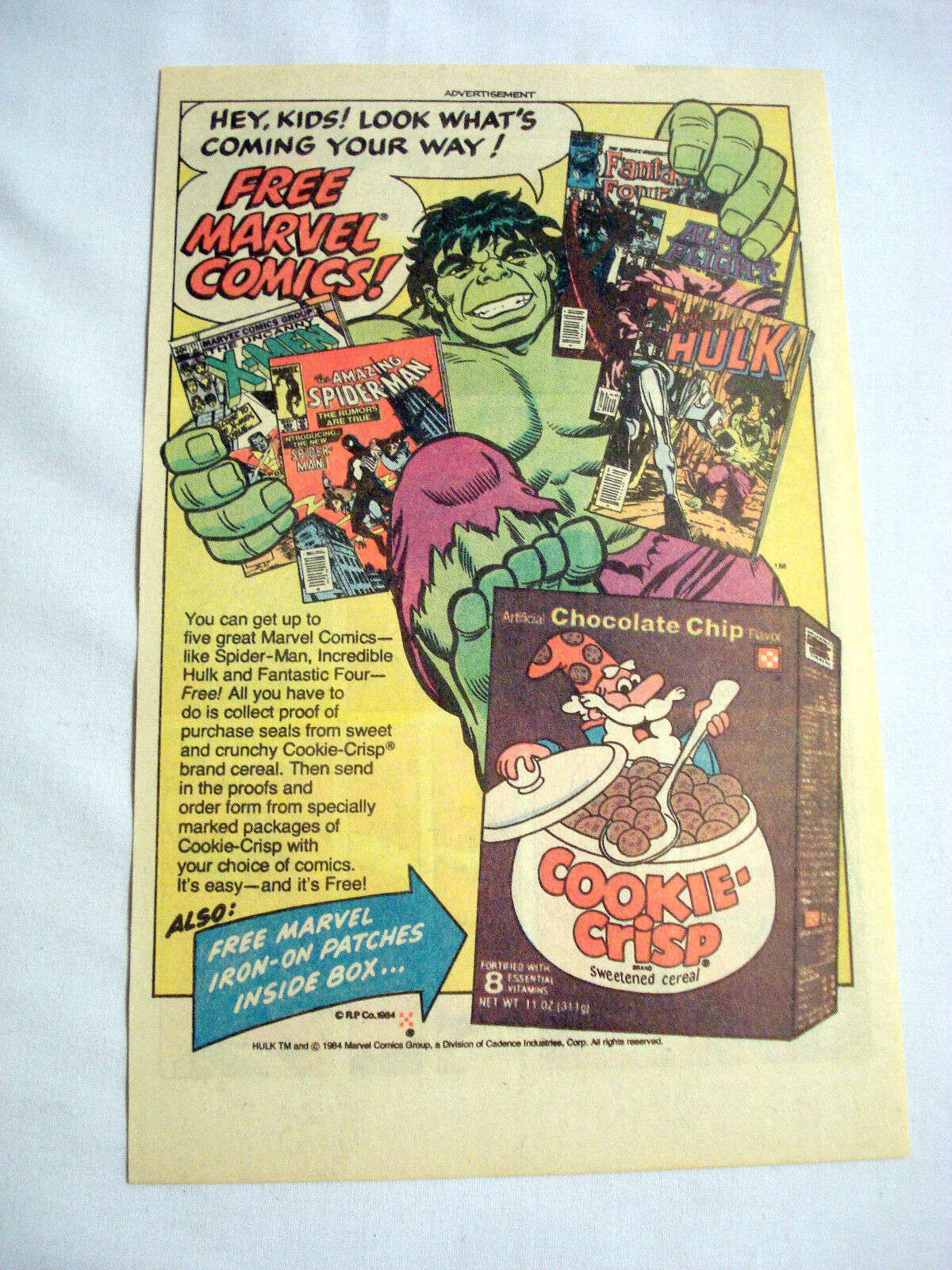1984 Ad Cookie-Crisp Cereal With The Incredible Hulk Cookie Crisp ...