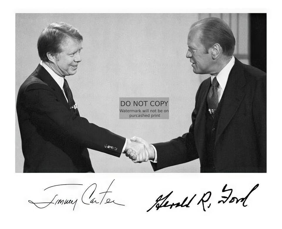 PRESIDENT JIMMY CARTER AND GERALD FORD SHAKING HANDS AUTOGRAPHED 8X10 ...