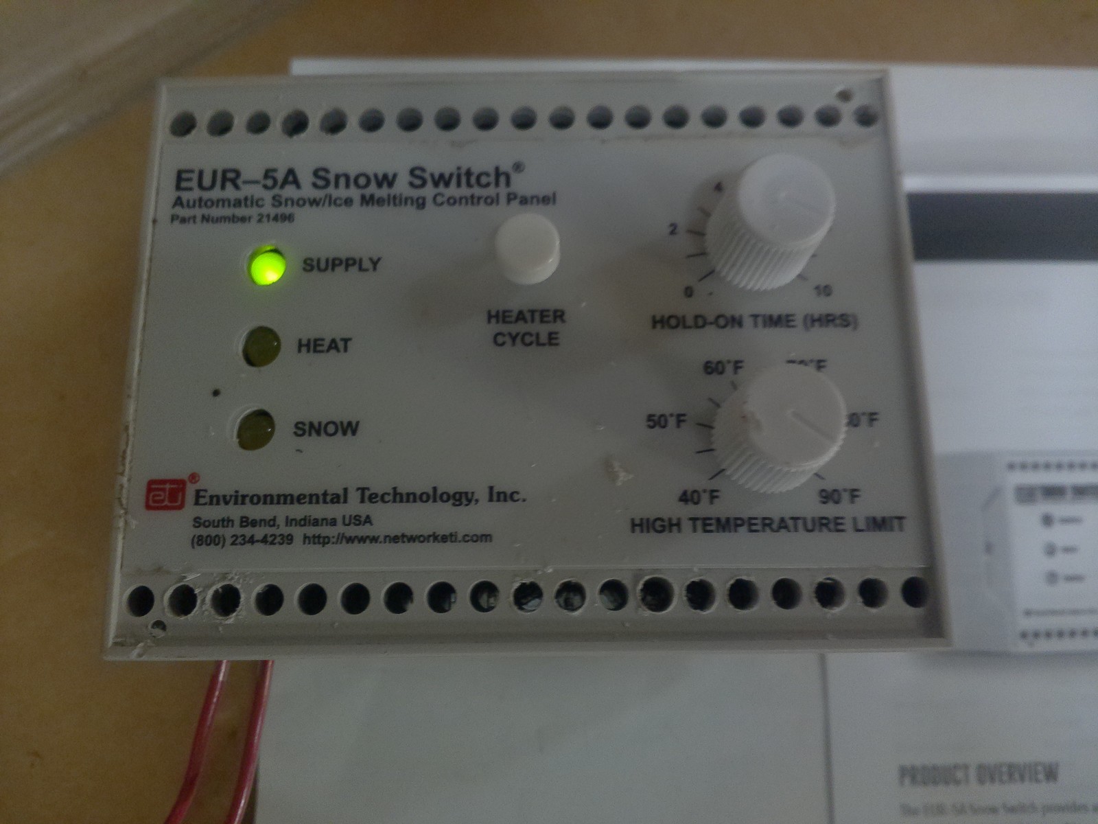 ENVIRONMENTAL TECH. EUR-5A SNOW SWITCH CONTROL MODULE P/N#21496 / 24VAC ...