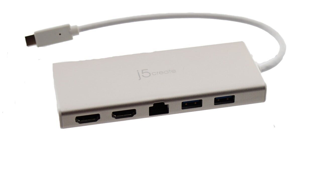 J5 Create JCD381 USB Type-C Dual HDMI Mini Dock, Ethernet/ USB 3.1 HUB ...