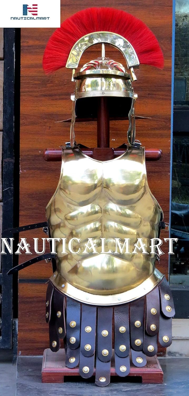 Nauticalmart Medieval Brass Greek Muscle Armor With Red Plume Roman ...