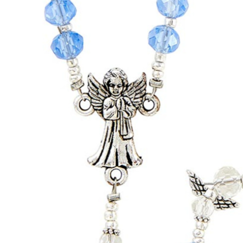 Boy's Blue Guardian Angel Rosary Angel Our Father Beads Baptism First ...