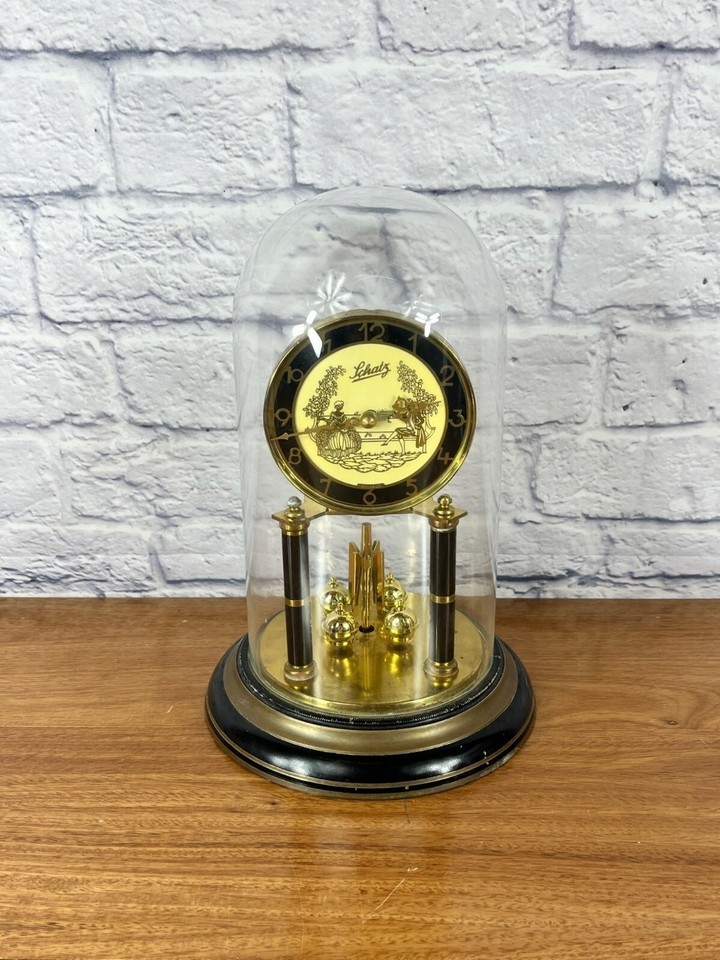 Vintage Schatz Quartz Dome Rotating Pendulum Anniversary Clock Battery ...