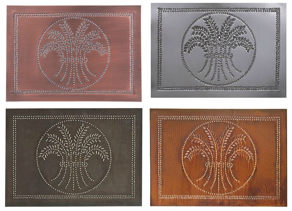 4 PUNCHED TIN PANELS Handcrafted Horizontal Rustic Country Wheat in 4 ...