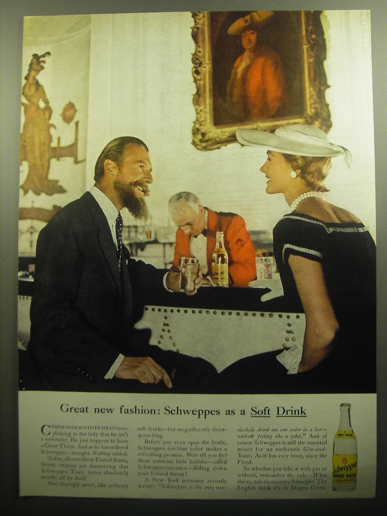 1958 Schweppes Tonic Water Ad - Great new fashion: Schweppes as a Soft ...